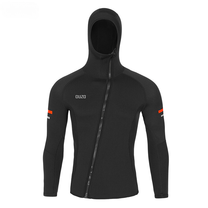 Neoprene Hooded Diving Jacket Mens Long Sleeve Top Warm Split Wetsuit ...