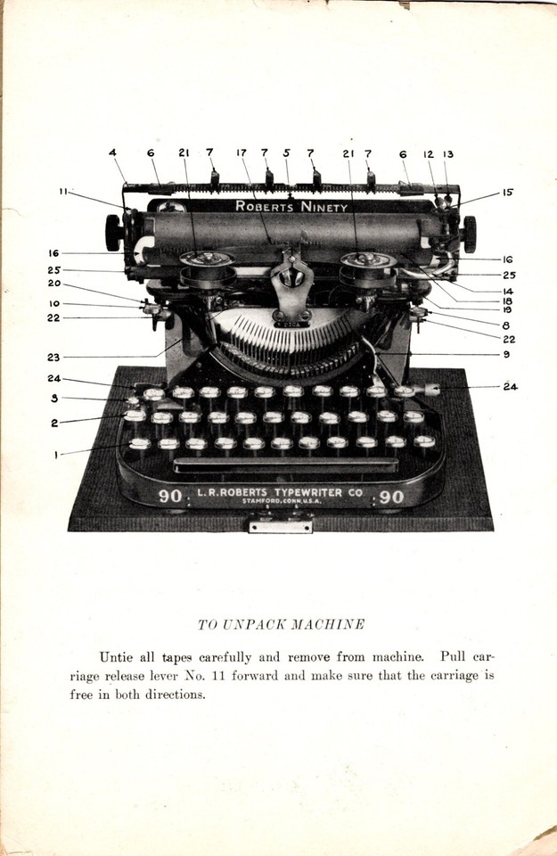 BLICK 90 or ROBERTS 90 TYPEWRITER INSTRUCTION MANUAL Antique ...