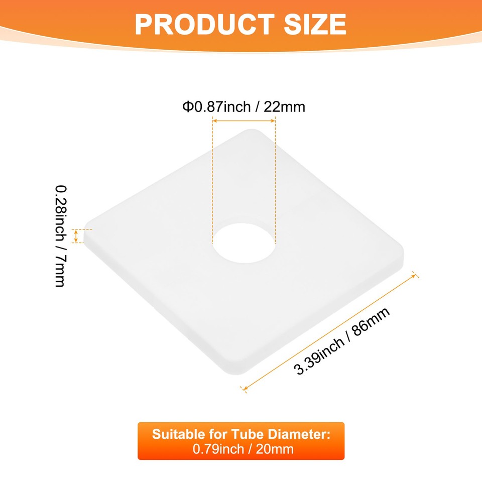 1-Pack ABS Square Self-Adhesive Wall Split Flange 7mmH for 20mm Dia ...