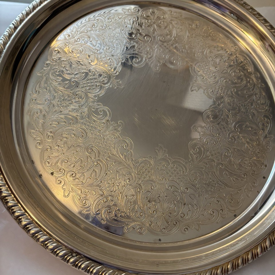 Antique Silver Plated Plate And Serving Bowl Set 4 Pieces Service Wear ...