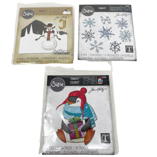 Sizzix Thinlits Tim Holtz Die Cuts WINTER Bundle Snowman Penguin ...