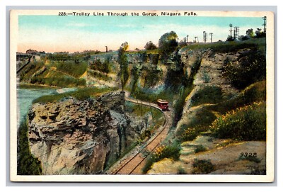 Niagara Falls NY Trolley Line Through Gorge Aerial View White Border ...