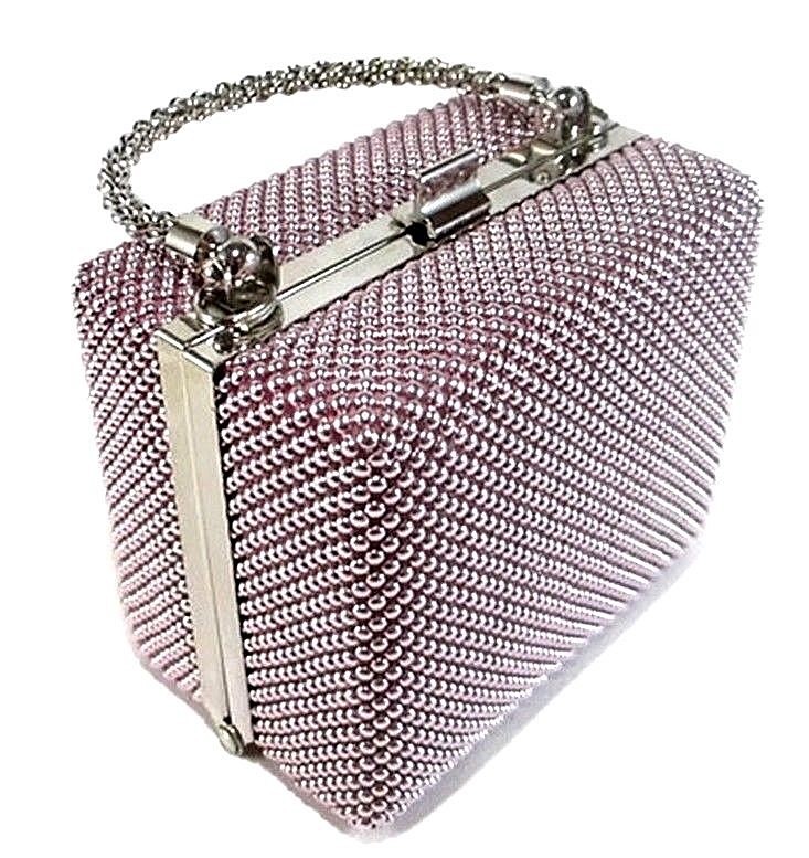 XX-Small Metal Beaded Mesh Evening clutch purse with Shoulder strap and ...