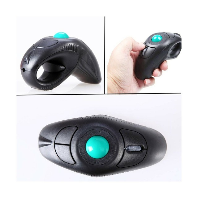 Eigiis 2.4g Ergonomic Trackball Handheld Finger USB Mouse Wireless ...