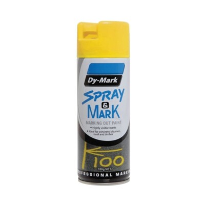 DY-MARK Spray & Mark Layout Paint YELLOW 350g Marking Out Paint Dymark ...