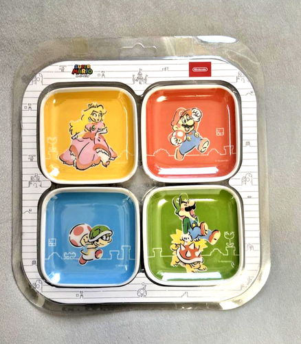 Super Mario Melamine Mini Plate Set Mario Family Life 3.14 inch Limited ...