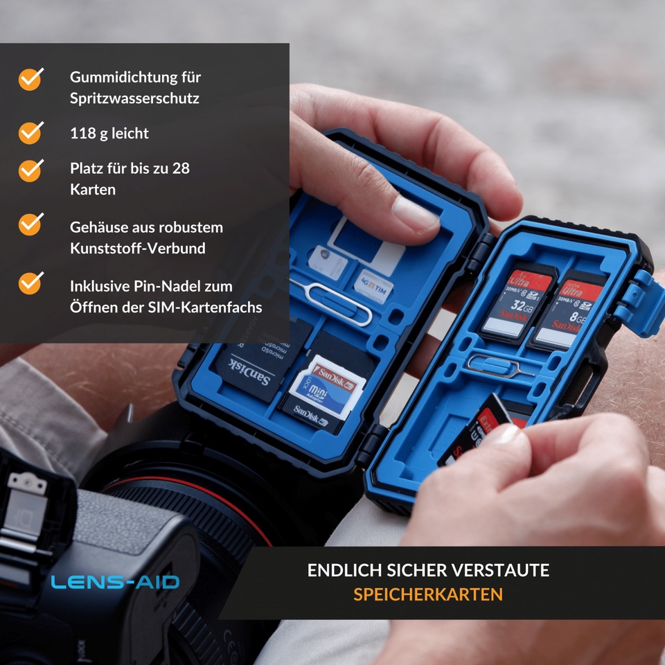 Speicherkarten Schutz-Box - Etui für bis zu 28 SD, CF, MicroSD, SIM ...