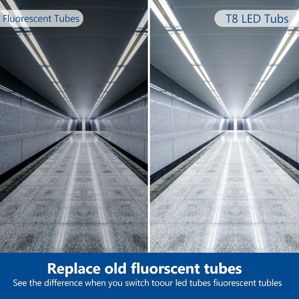 4Ft LED Tube Daylight 48 Inch Non Ballast F40T12 Double-End Clear Milky ...