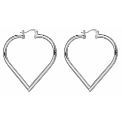 STERLING SILVER HEART SHAPE HOOP | eBay