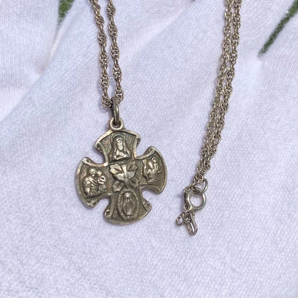 Vintage Creed Sterling Silver I Am A Catholic Cross Metal Pendant ...