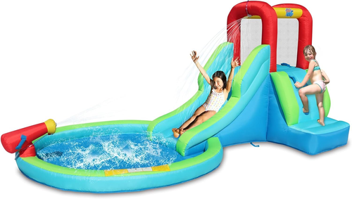 ACTION AIR Inflatable Waterslide, Bounce House with Slide for Wet and ...