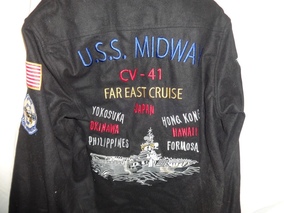 Vintage SCHOTT Wool Patch Button Jacket Intermediate USAF CPO USS ...