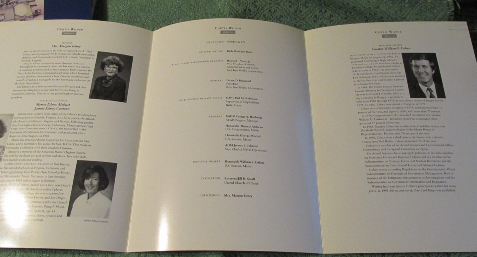 RARE Ship Launch Brochure Booklet BIW Bath Iron Works USS Curtis Wilbur ...