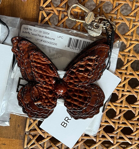 NWT ️🦋 ️ PECAN Brahmin 3D Leather Butterfly Tassel Purse Charm Keychain ...