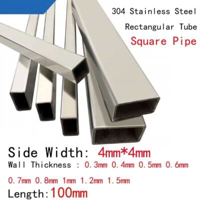 100mm L 4mm*4mm Side Width SUS304 Steel Pipe Square Tube 0.3mm-1.5mm ...