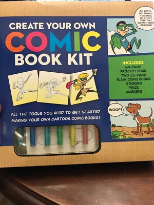 New Create Your Own Comic Book Kit Project book stickers pencil Markers ...