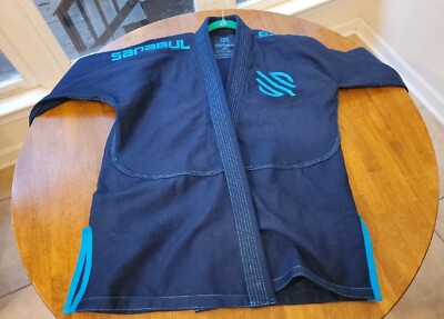 Sanabul Adult Kimono Jacket Size A1Navy/Turq BJJ Jiu Jitsu Embroidered ...