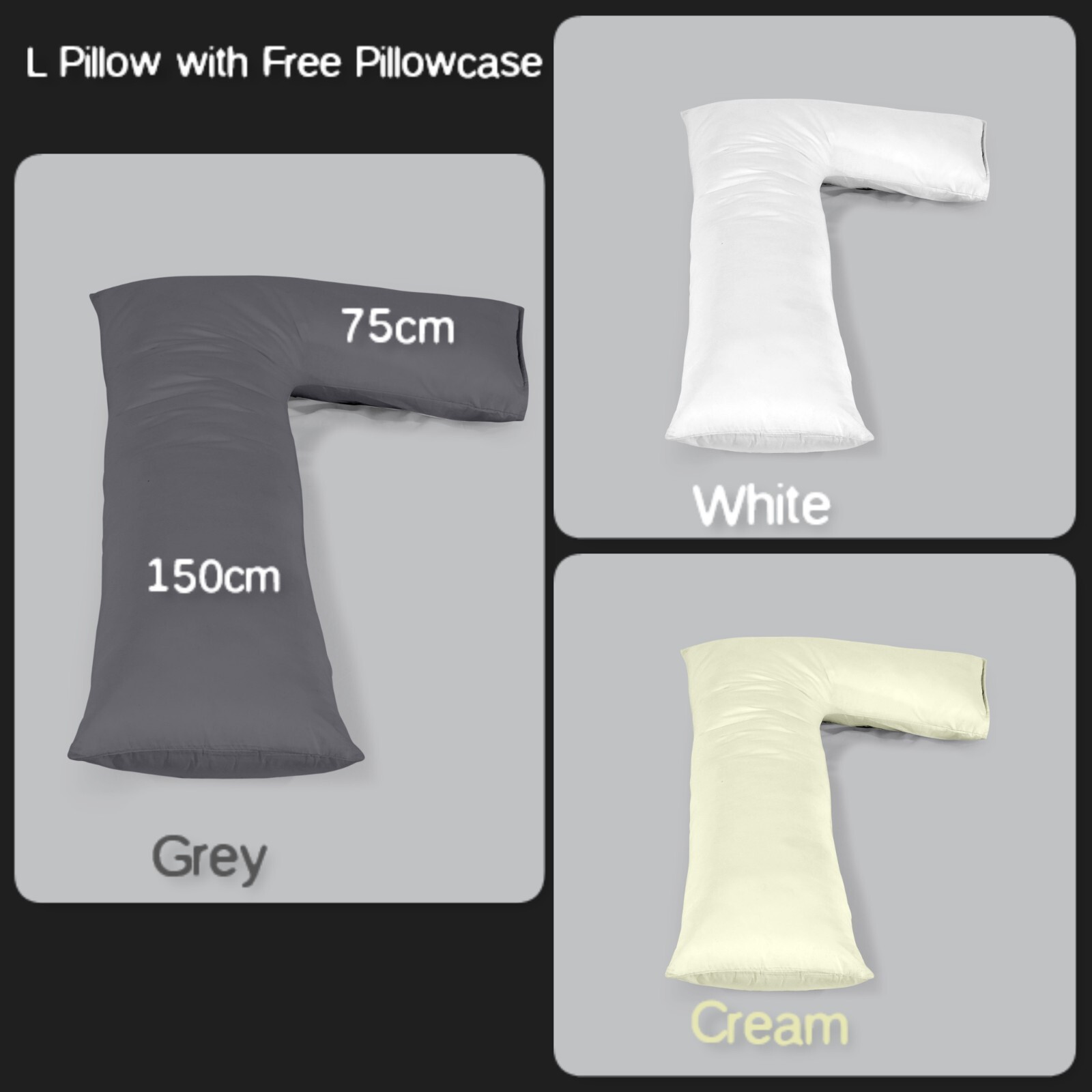 Hollowfibre L Shaped Pillow with FREE Pillowcase in Polycotton Full ...