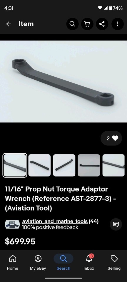 3/4" Prop Nut Torque Adaptor Wrench ST2570-8A-24 AIRCRAFT PWC AST-2877 ...
