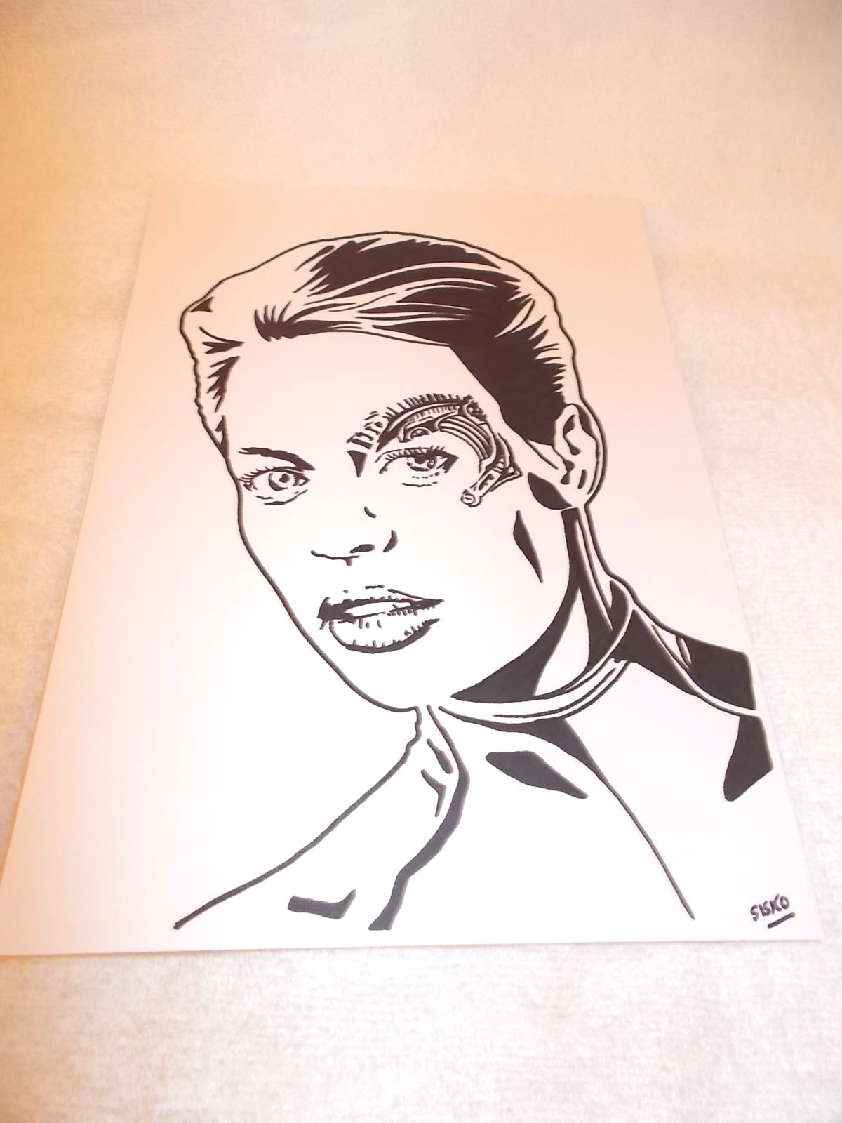 A4 Black Ink Marker Pen Sketch Drawing Jeri Ryan as Seven of Nine Star ...