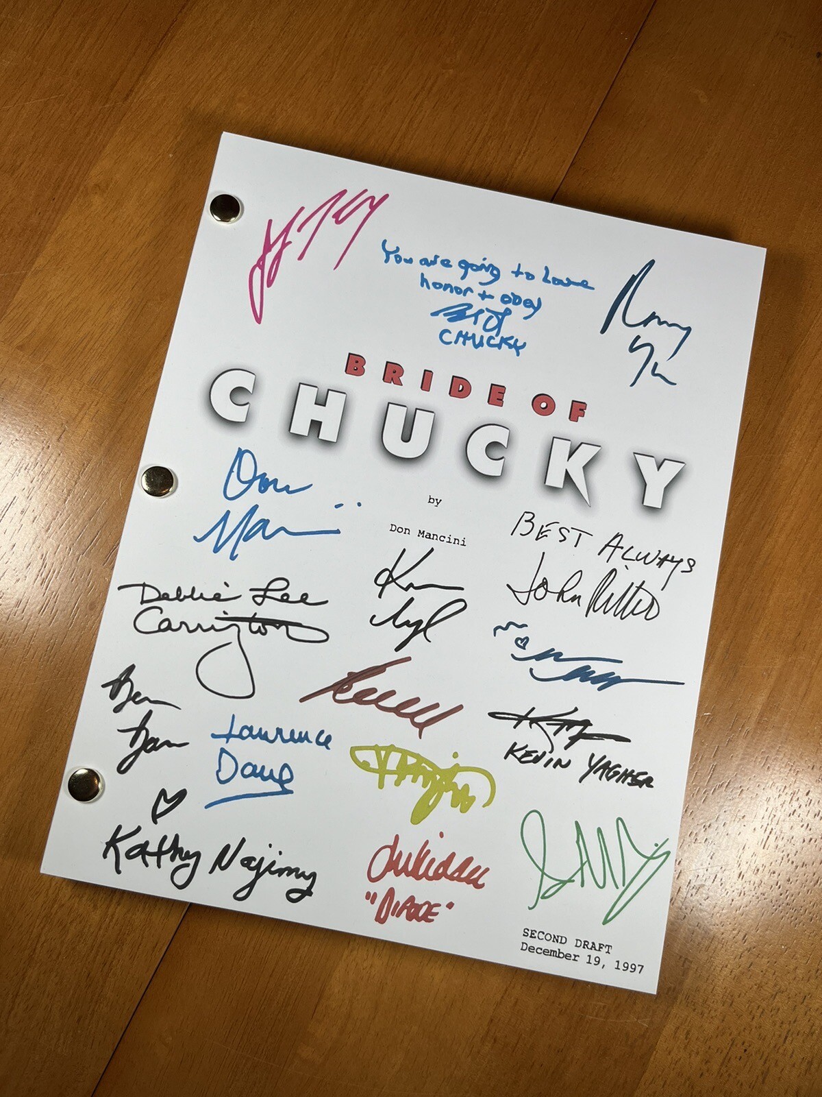 Bride of Chucky Script Signed- Autograph Reprints- 121 Pgs- Child's ...