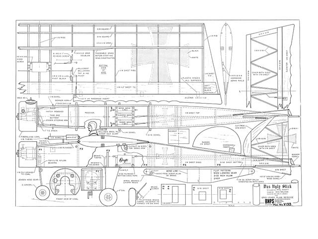 Das Ugly Stick Sport 62" Wingspan RC Model Airplane Printed Plans ...