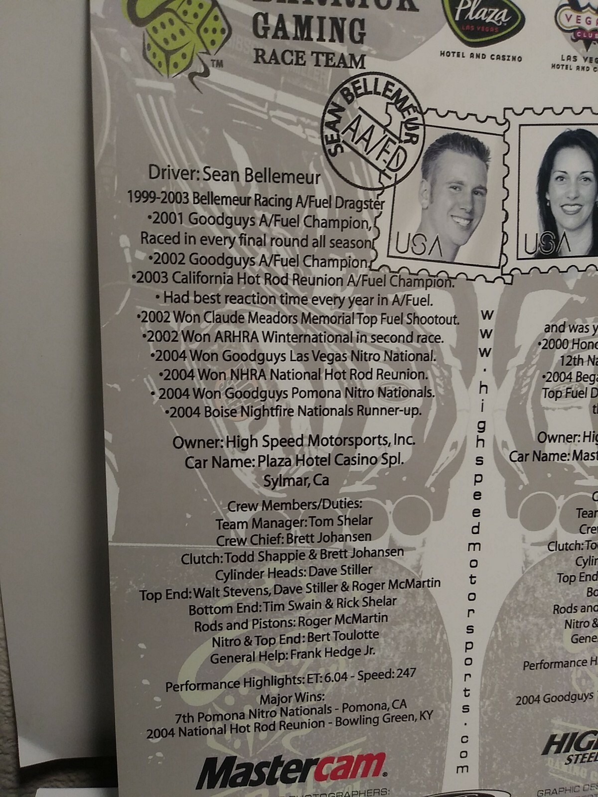 Mendy Fry Signed Photo Barrick Gaming Race Team Dragsters m109 | eBay