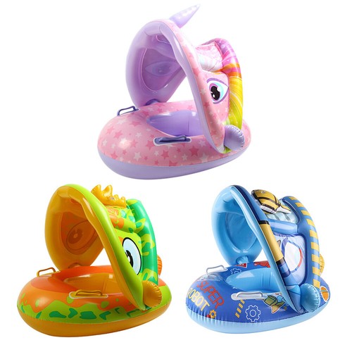 PVC Pool Float Ring Reusable with Sun Shade Pool Swimming Circle for ...