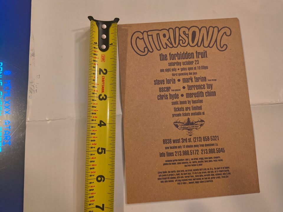 Citrusonic rave flyer Los Angeles Oct 23 1993 Forbidden Fruit Mark ...
