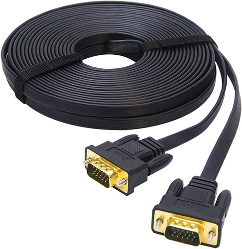 VGA to VGA Cable 50Ft Long Thin Flat 15 Pin Computer Monitor Cord Male ...