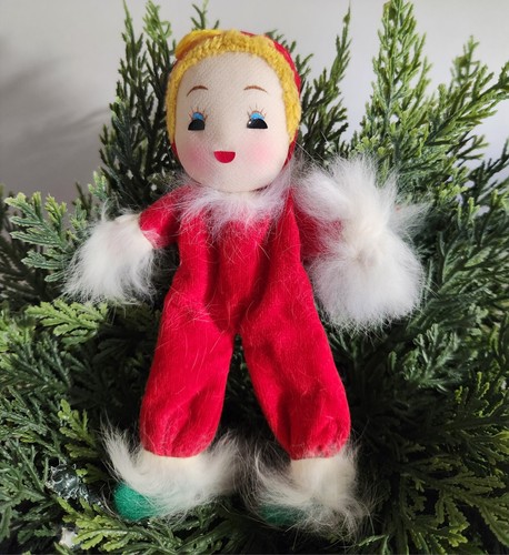 Vintage Pixie Elf Japan Stockinette Pose Doll Bendable Red Velvet Suit ...