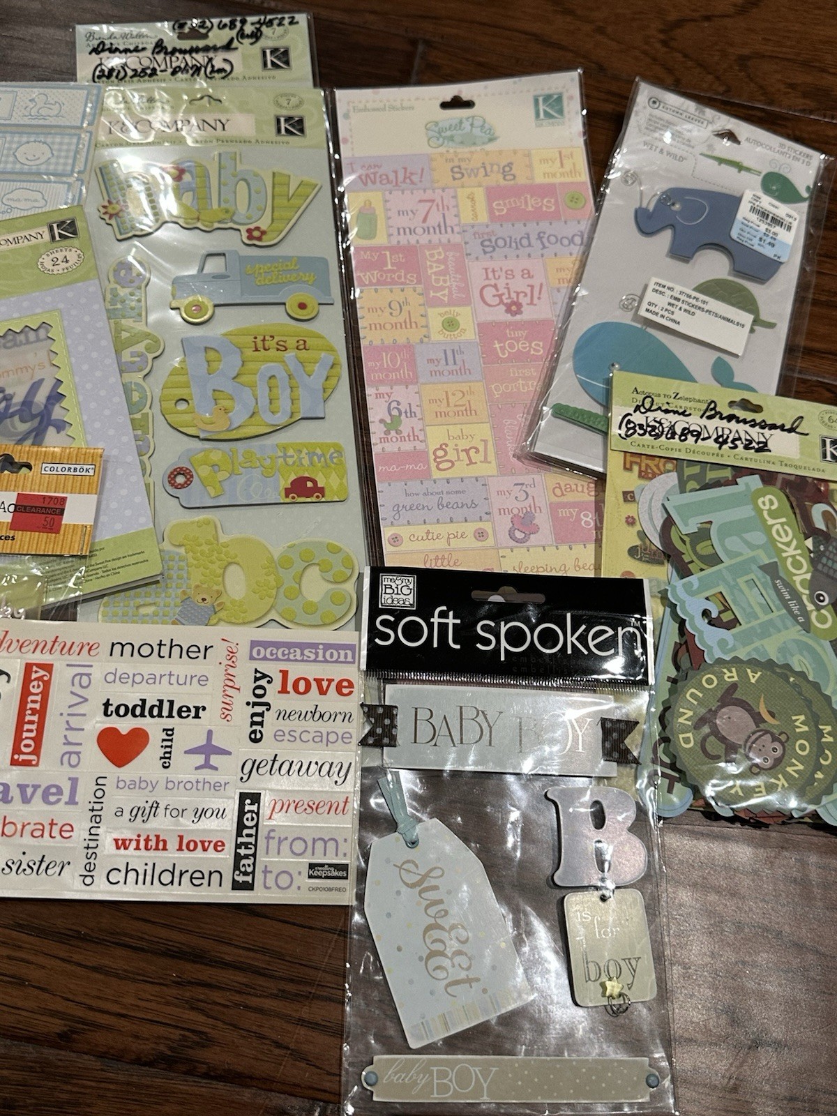 Large Lot Of Baby Scrapbooking Dimensional Stickers Supplies Die Cuts ...