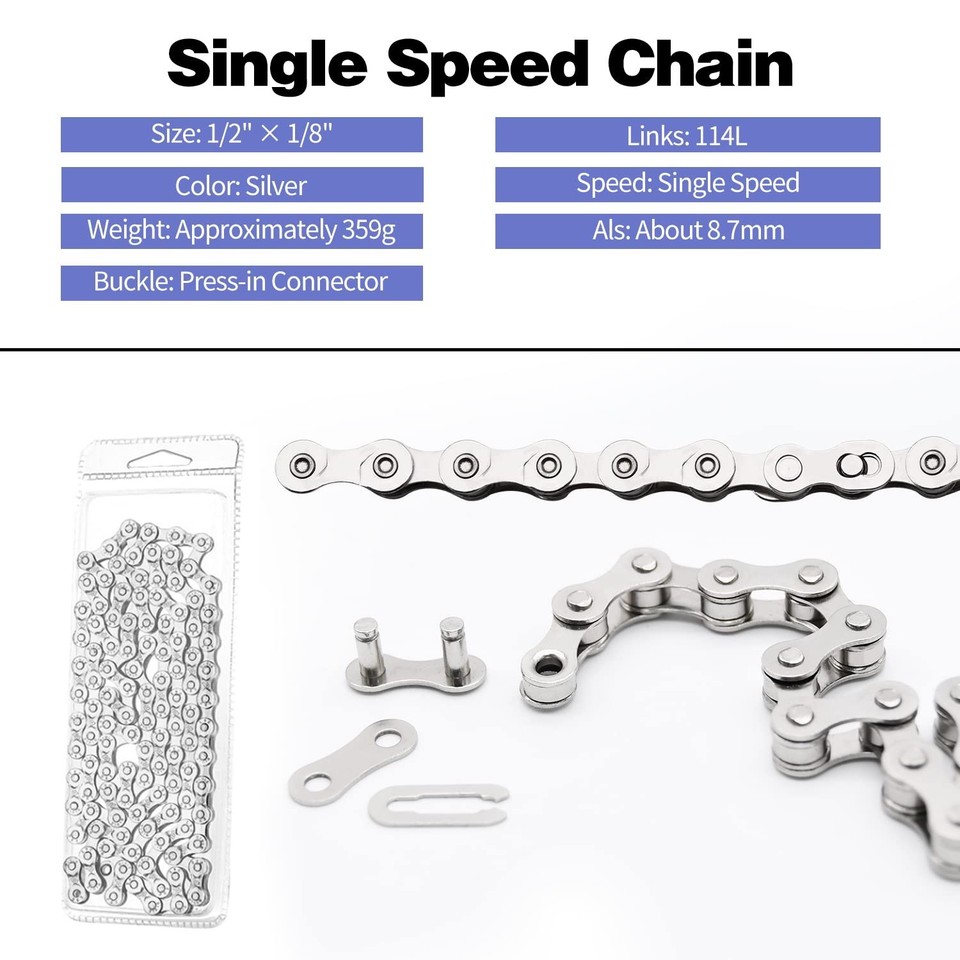 Lightweight 114 Link Single Speed Bike Chain - Easy Installation ...