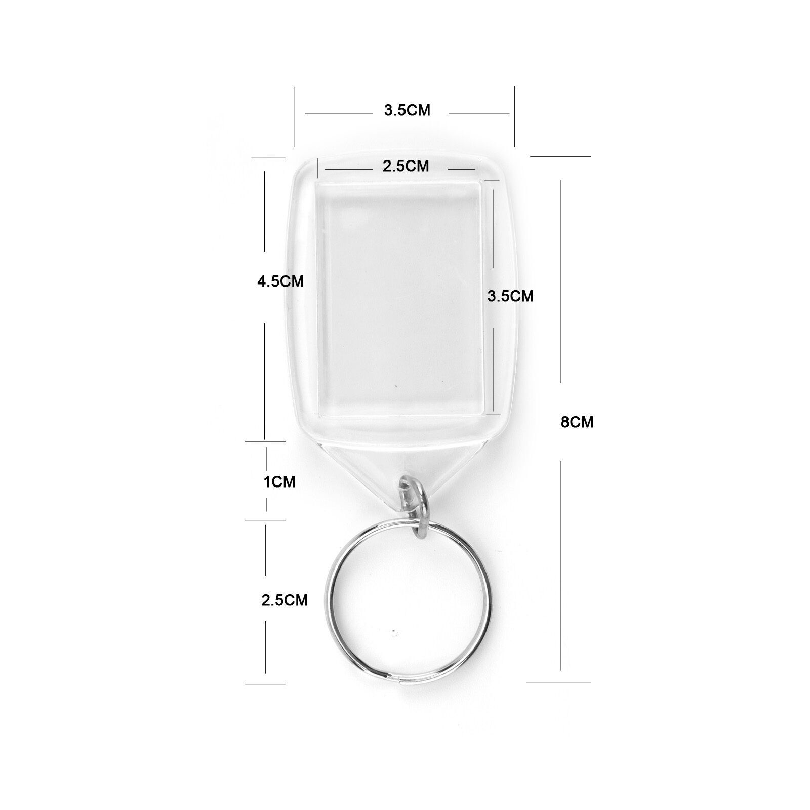 100 PCS ACRYLIC CLEAR PLASTIC KEYRINGS BLANK KEYRING IDEAL FOR PASSPORT ...