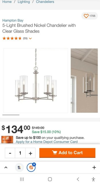 Hampton Bay 5-light Brushed Nickel Finish Interior Chandelier P11 for ...