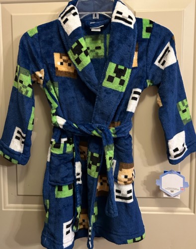 Minecraft Boys Fleece Robe Size 6 Blue Creeper New Fast USPS Ship | eBay