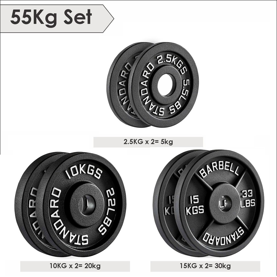 Weight Plates Cast Iron Set Pair 2" Disc Dumbbell Olympic Barbell Gym ...