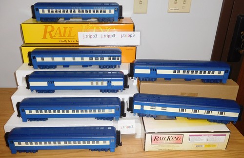 MTH 30-6901 6902 6903 BLUE COMET STREAMLINED PASSENGER 7 CAR SET TRAIN ...