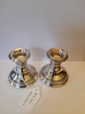 1923 CHESTER HALLMARK SILVER CANDLESTICKS -ART DECO | eBay UK
