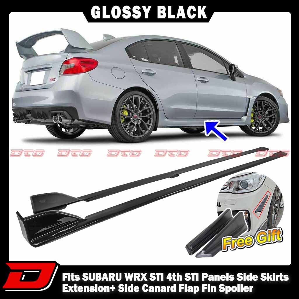 15-21 Fits SUBARU WRX STI 4th STI Side Skirts Extension + Free Canard ...
