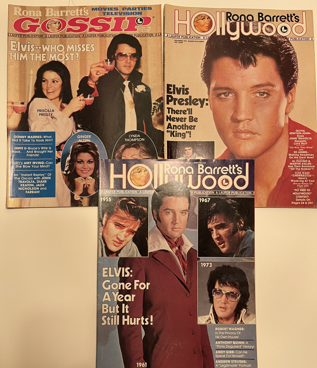 Set Of 3 Rona Barrett’s Hollywood Magazines 1977-1978 Elvis Andy Gibb ...