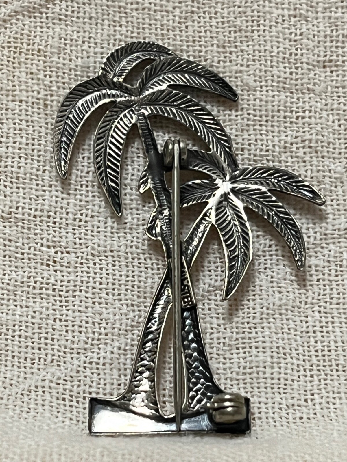 1920's Beau Sterling palm trees pin, signed BEAU STER - Gem