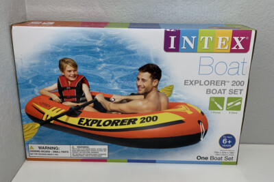 Intex Explorer 200 Inflatable 2 Person River Boat Raft Set with 2 Oars ...