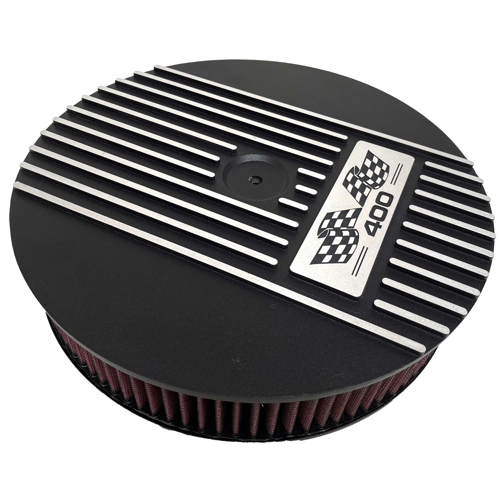 Small Block Chevy 400 Flag Logo - 13" Round Air Cleaner Kit - Black ...