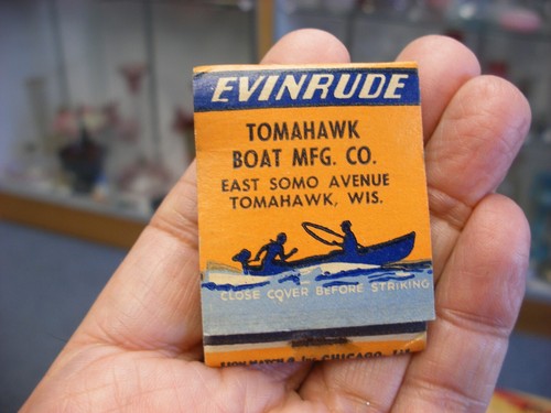 Vtg Matchbook Match Cover 1940's Evinrude Motors Tomahawk Boat Mfg. Co ...