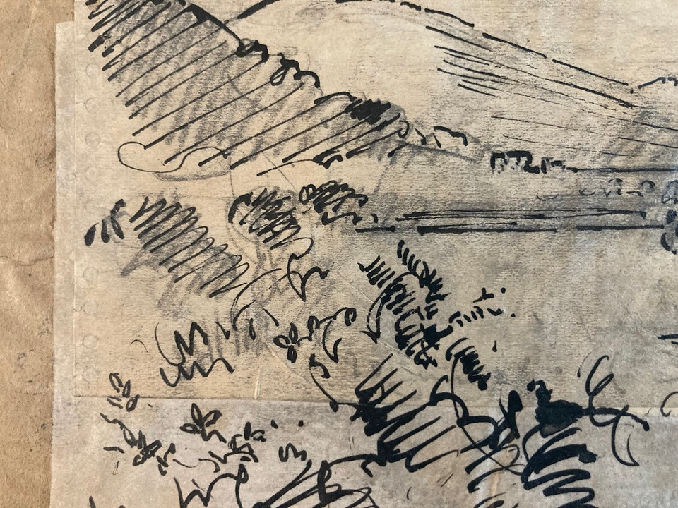 Beautiful Drawing Antique 1928 Ink Guillaume Dulac Village Lassale ...