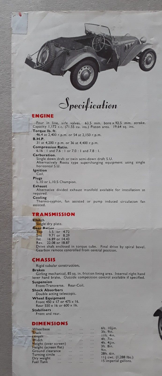 Dellow Two-Seater Brochure / Leaflet c.1954 | eBay