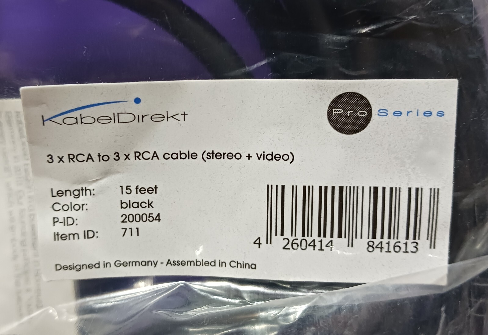Kabel Direkt 15 ft 3x RCA To 3x RCA Stereo Audio Video Cable Black 711 ...