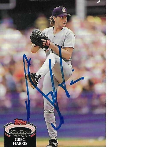 GREG W. HARRIS SIGNED 1992 TOPPS STADIUM CLUB #275 - SAN DIEGO PADRES ...
