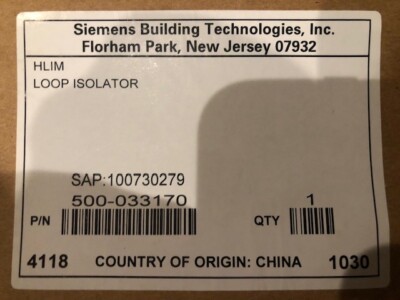 SIEMENS HLIM 500-033170 FIRE ALARM LOOP ISOLATOR MODULE NEW IN BOX ...